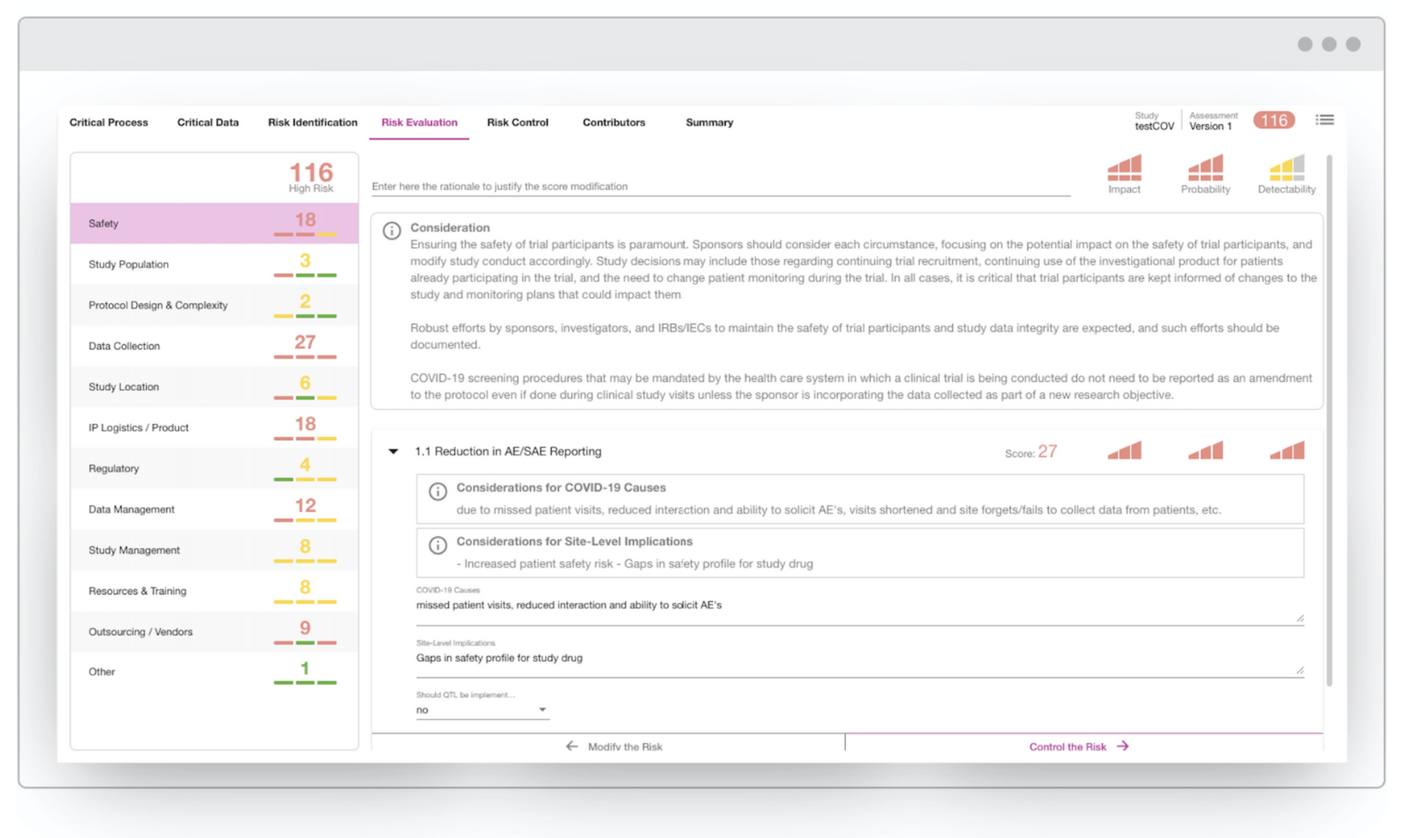 Risk Assessment Categorization Tool (RACT) for COVID-19 | CluePoints
